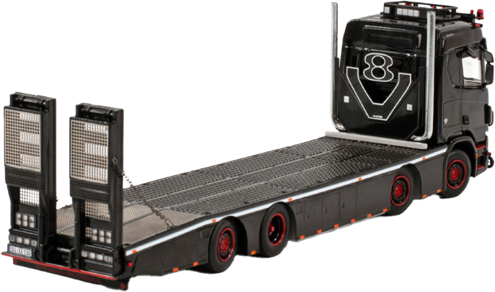 SCANIA R Normal 8x2 porteur plateau avec rampes de chargement ...